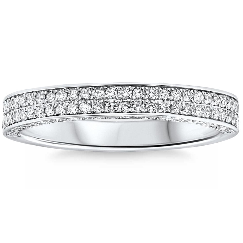 Pompeii 1/2Ct Pave Diamond Wedding Ring Stackable Wedding Band 14k Gold ...
