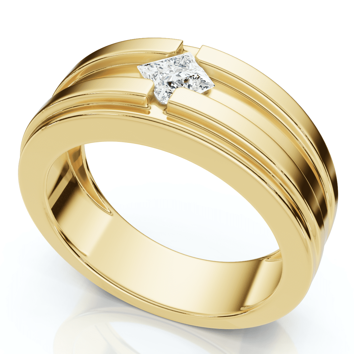 Pompeii 1/2Ct Princess Cut Heavy Solitaire Diamond Ring Men's 14k Gold ...