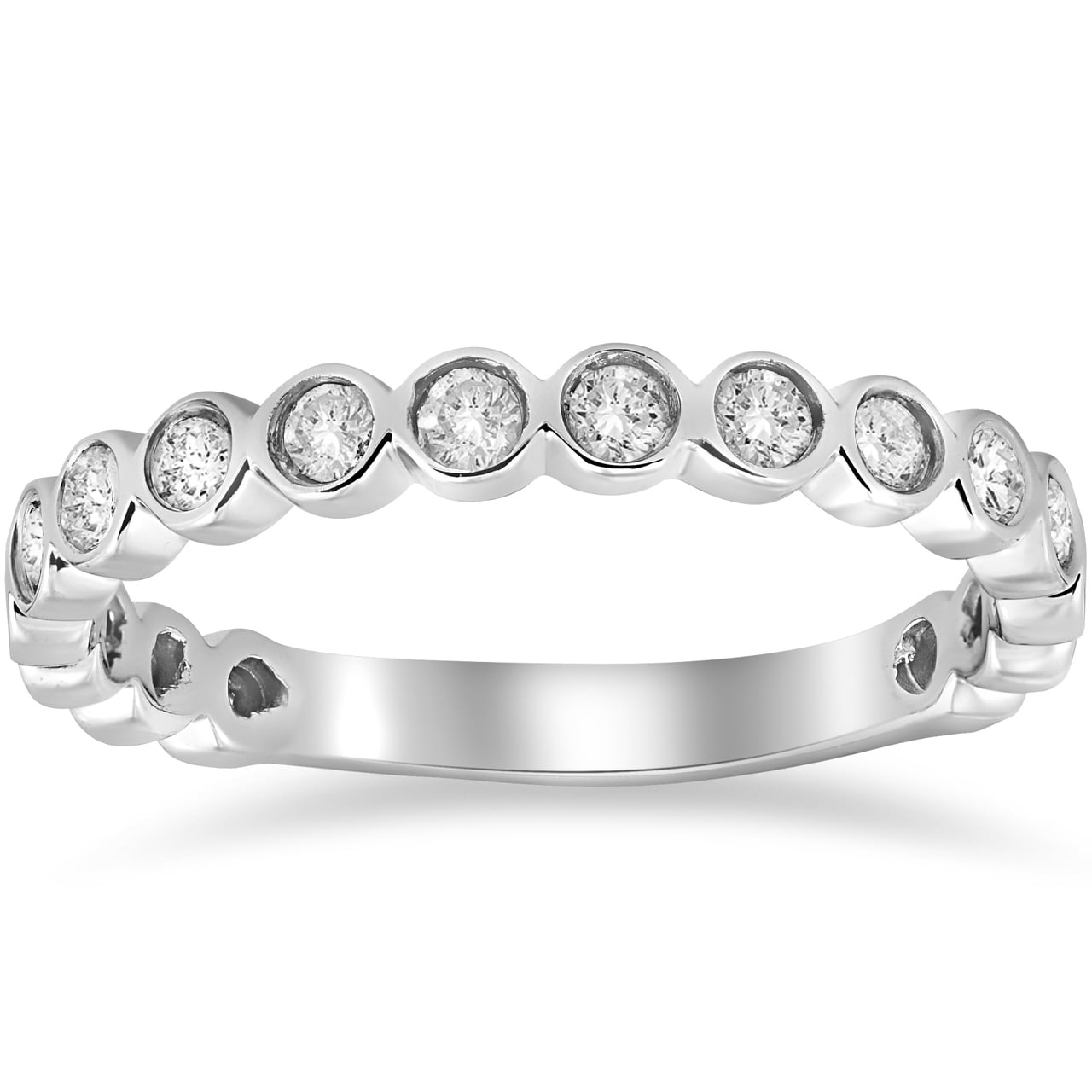Pompeii 1/2ct Bezel Stackable Diamond Ring 14K White Gold (G/H,I1 ...
