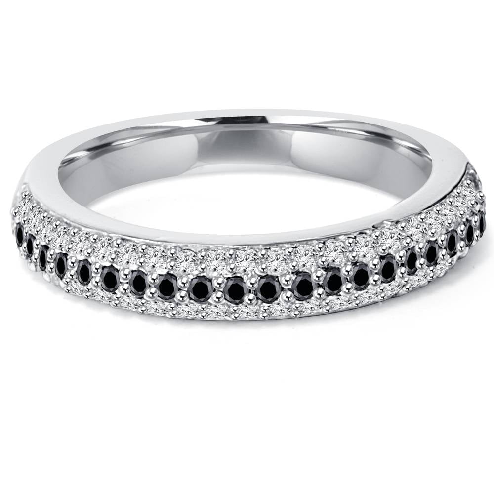 Pompeii3 1/2Ct Black & White Pave Diamond Wedding Stackable Ring (G/H ...