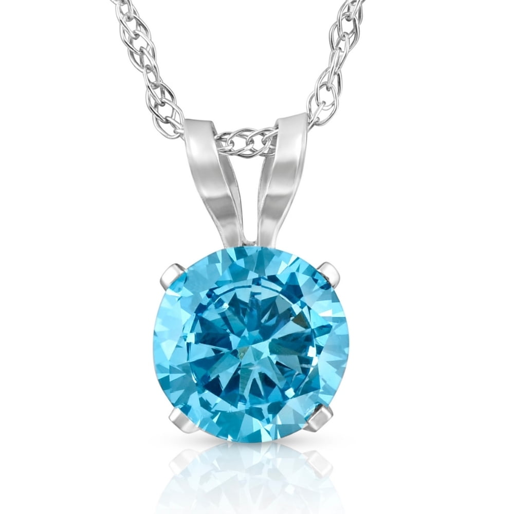 Pompeii 1/2ct Blue Lab Grown Diamond Solitaire Pendant Solid 14K White Gold Necklace - Walmart.com