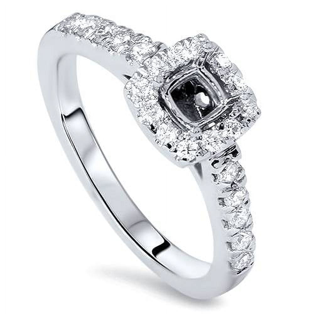 Pompeii 1/2ct Cushion Halo Diamond Ring Semi Mount 14K White Gold (G/H,SI2) - Walmart.com
