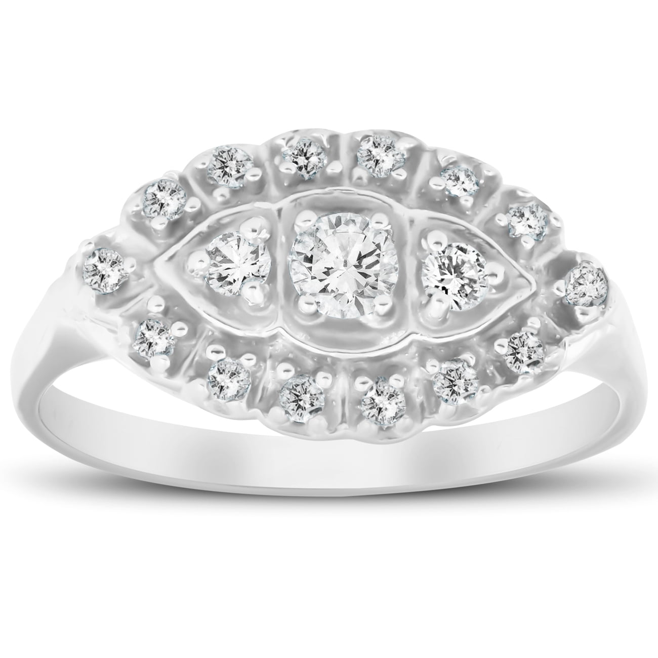 Pompeii 1/2ct Diamond 14K White Gold Antique Anniversary Right Hand ...