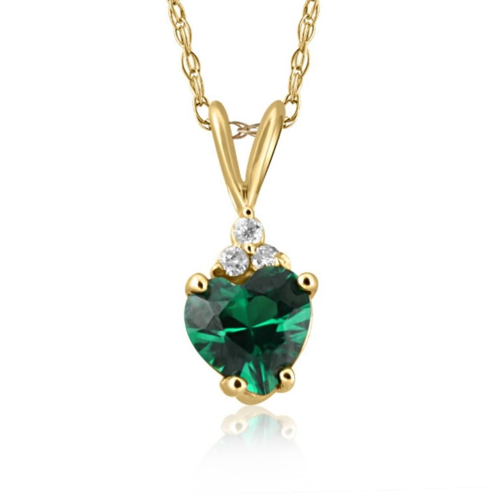 Pompeii 1/2ct Diamond & Emerald Heart Pendant 14K Yellow Gold (G-H,I2 ...