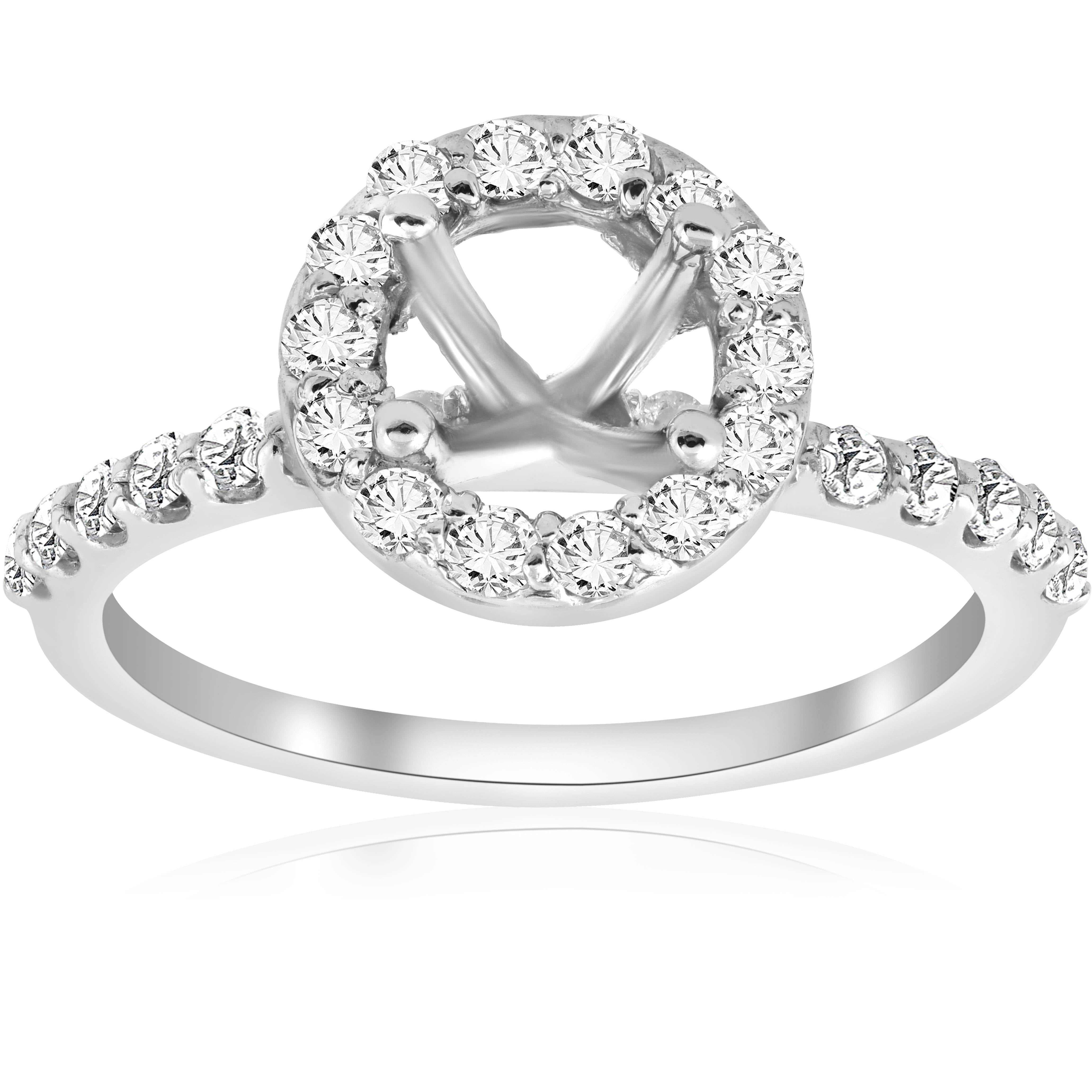 Pompeii 1/2ct Diamond Halo Engagement Ring Setting 14K White Gold (G/H,SI) - Walmart.com