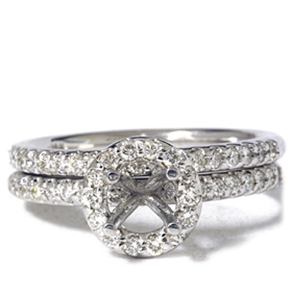 Pompeii 1/2ct Diamond Halo Mount Engagement Matching Wedding Ring ...