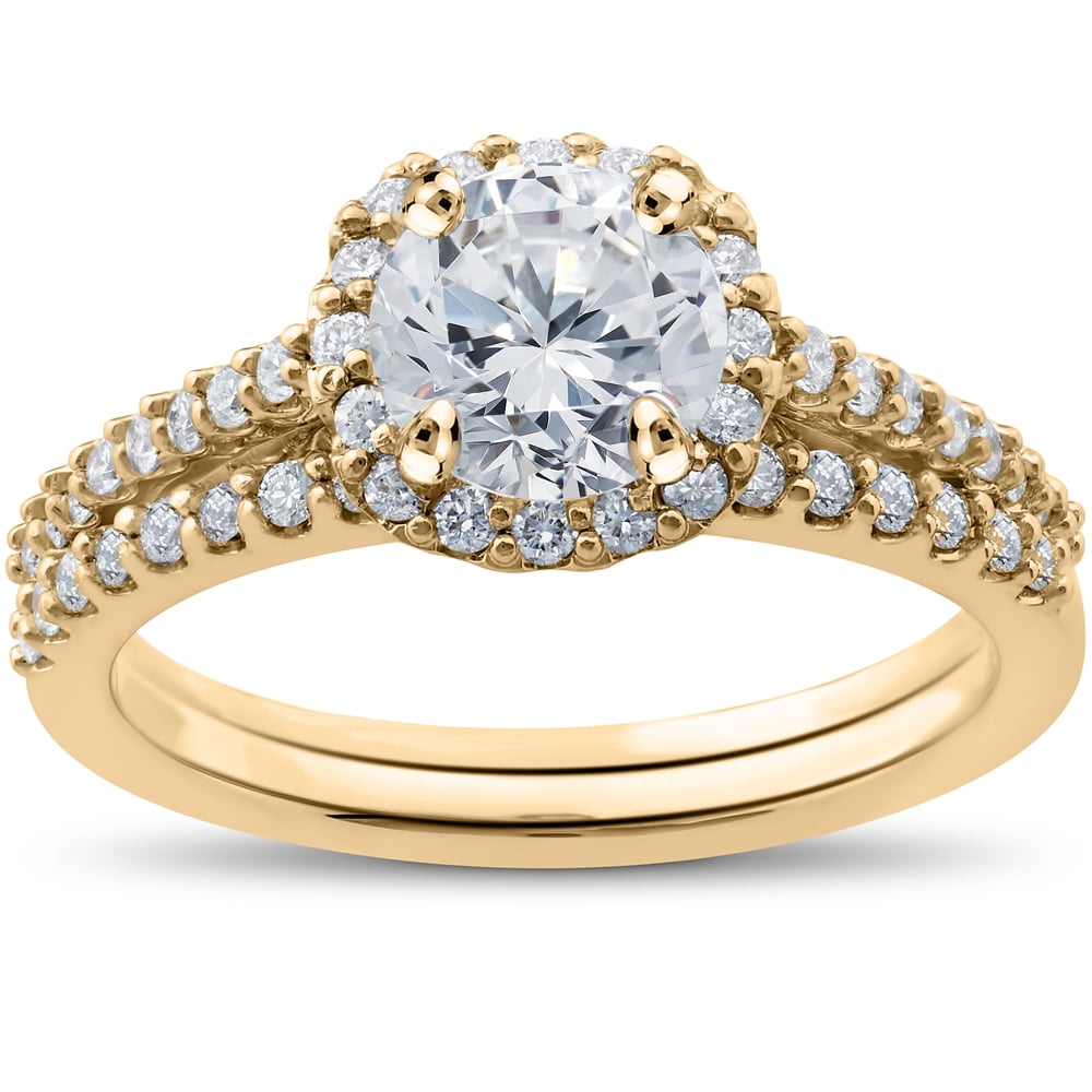 Pompeii 1/2ct Diamond Madison Cushion Halo Engagement Ring Setting & Matching Band (,) - Walmart.com