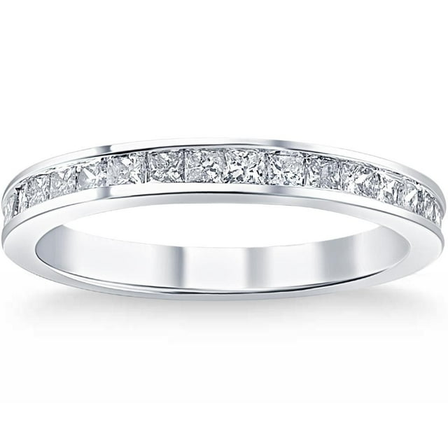 Pompeii 1/2ct Diamond Princess Cut Channel Set Wedding Ring 10k White Gold (H/I,I1-I2) - Walmart.com