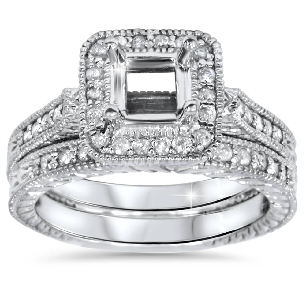 Pompeii 1/2ct Diamond Vintage Style Engagement Ring Setting Set (G/H,I1 ...