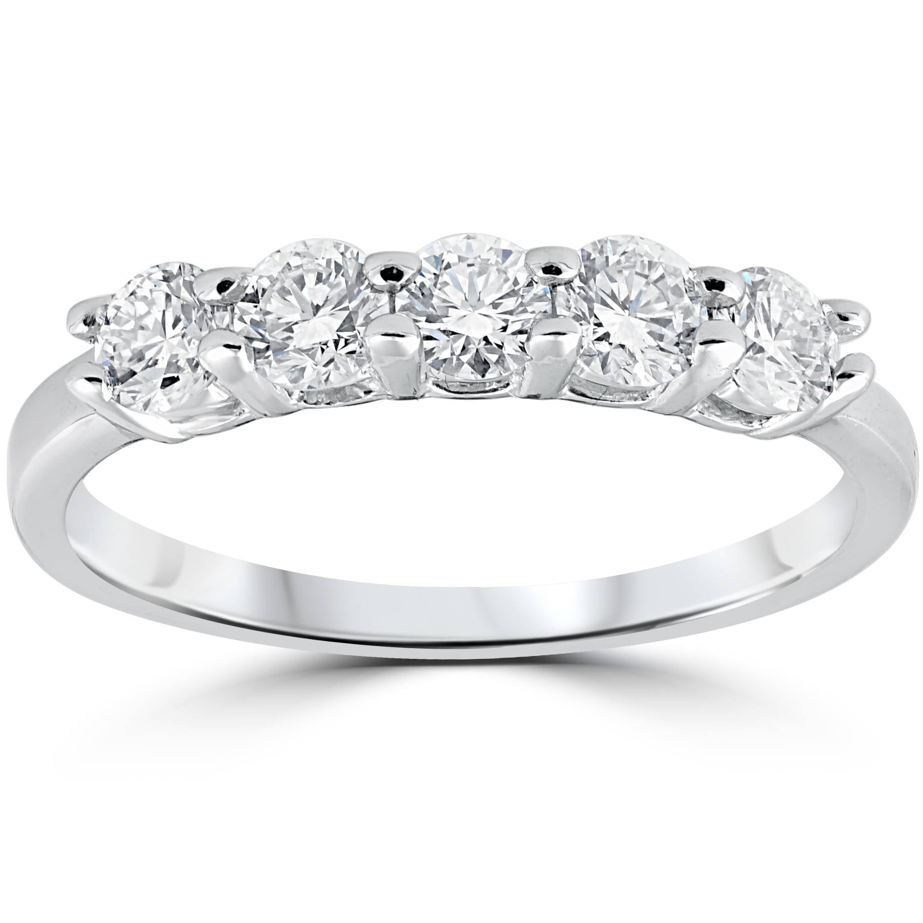 Pompeii 1/2ct Diamond Wedding Five Stone Ring 14k White Gold ((G-H),SI ...