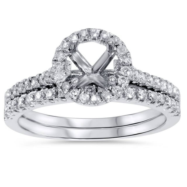 Pompeii 1/2ct Halo Diamond Engagement Wedding Ring Set 14K White Gold (G/H,I1) - Walmart.com