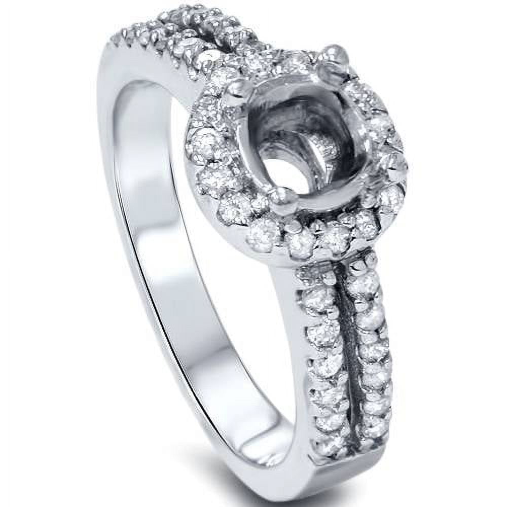 Pompeii 1/2ct Halo Double Row Engagement Ring Setting 14K White Gold (G ...
