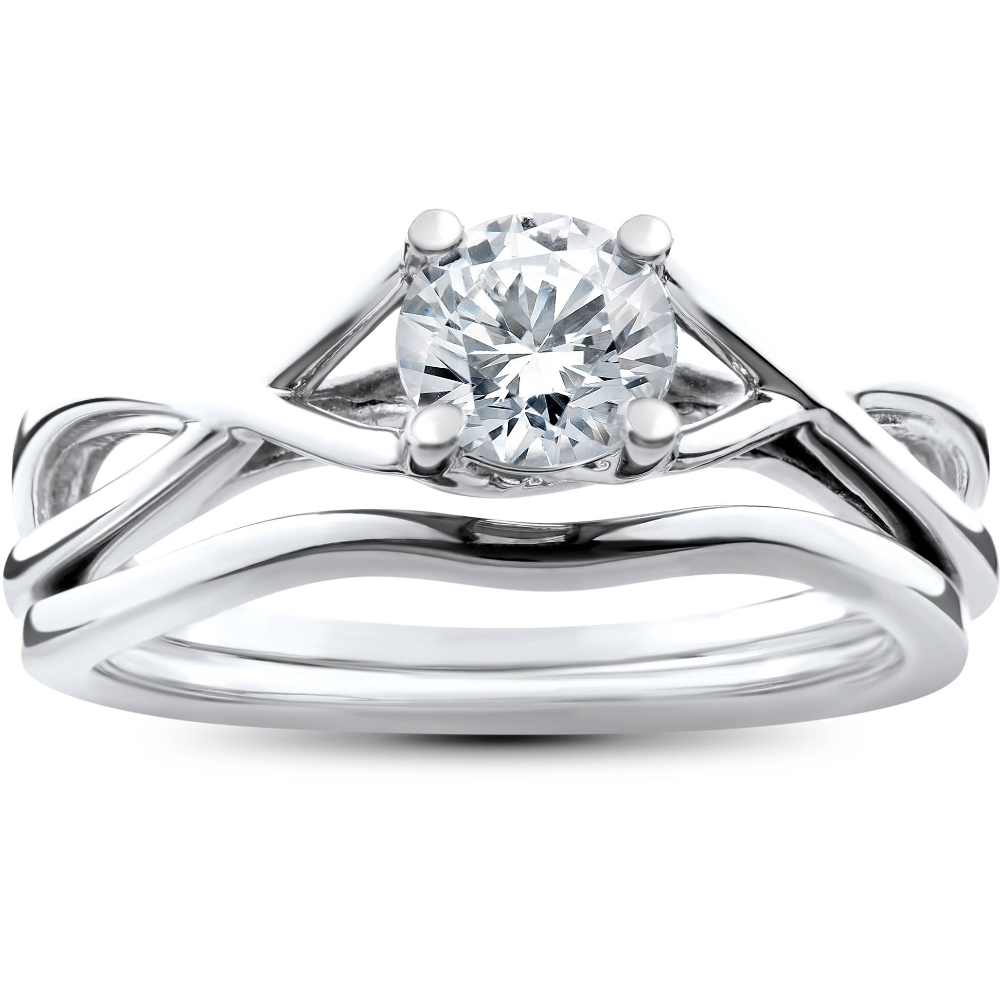 Pompeii 1/2ct Intertwined Diamond Engagement Ring Set 14K White Gold (G ...