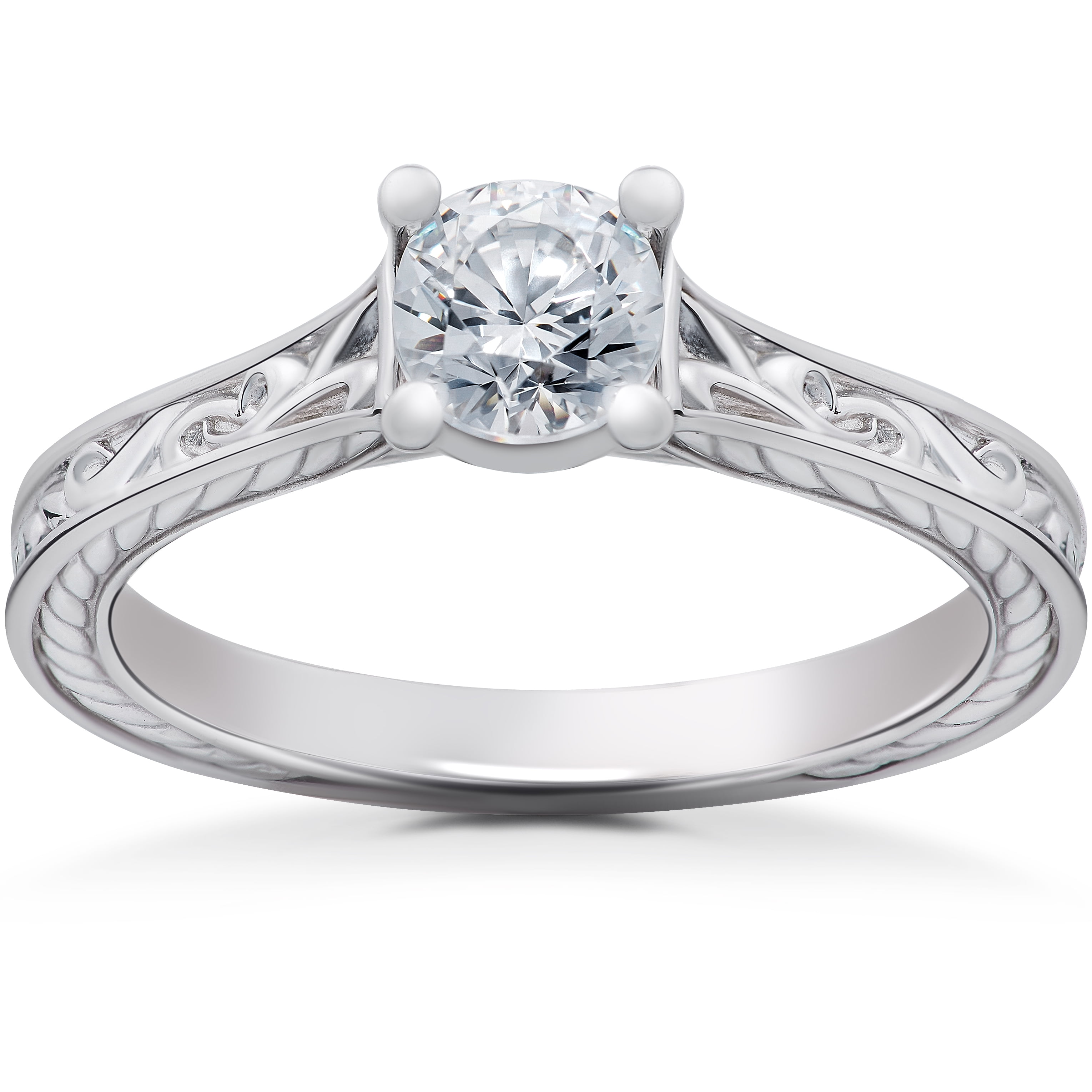 Pompeii 1/2ct Lab Grown Vintage Scroll Solitaire Sophia Engagement Ring ...