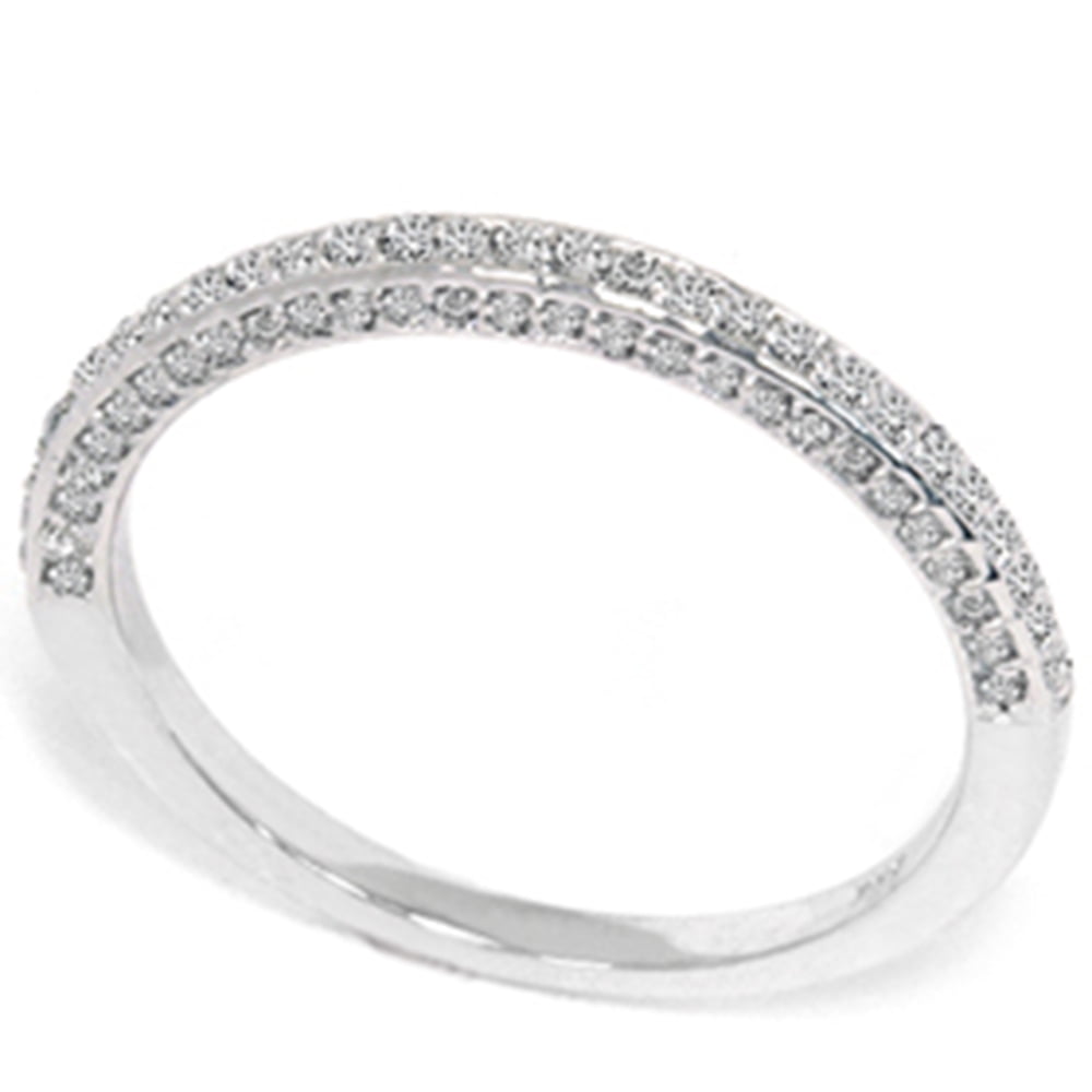 Pompeii 1/2ct Pave Round Diamond Wedding Ring 14K White Gold (G/H,I2-I3 ...