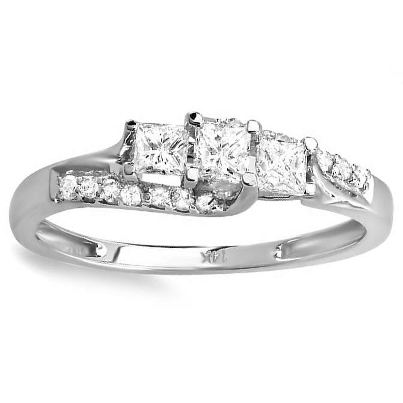 Pompeii 1/2ct Princess Cut Diamond 3 Stone Engagement Ring 10K White Gold (I/J,I1) - Walmart.com