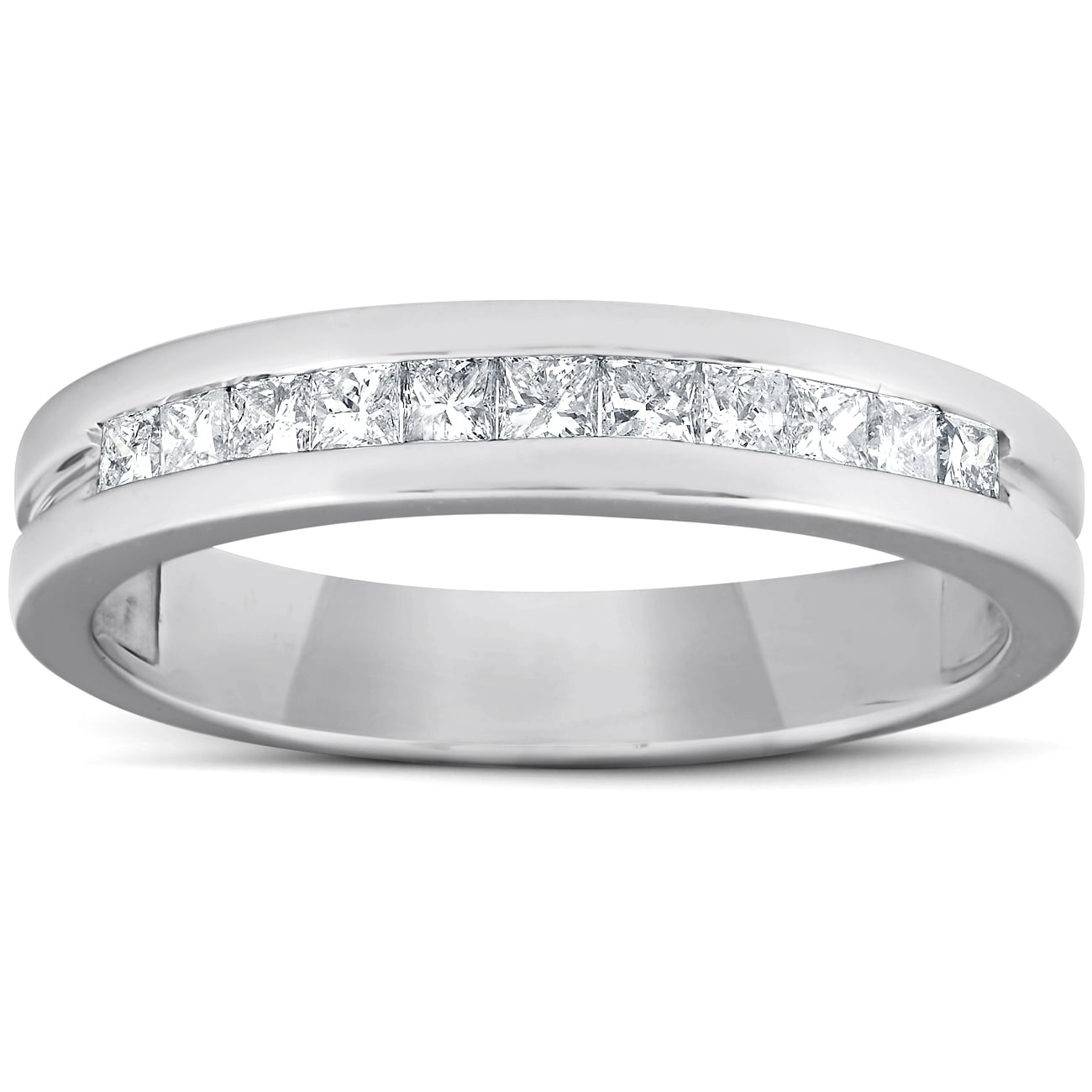 Pompeii 1/2ct Princess Cut Diamond Mens Wedding Ring 14K White Gold (G/H,I1-I2) - Walmart.com