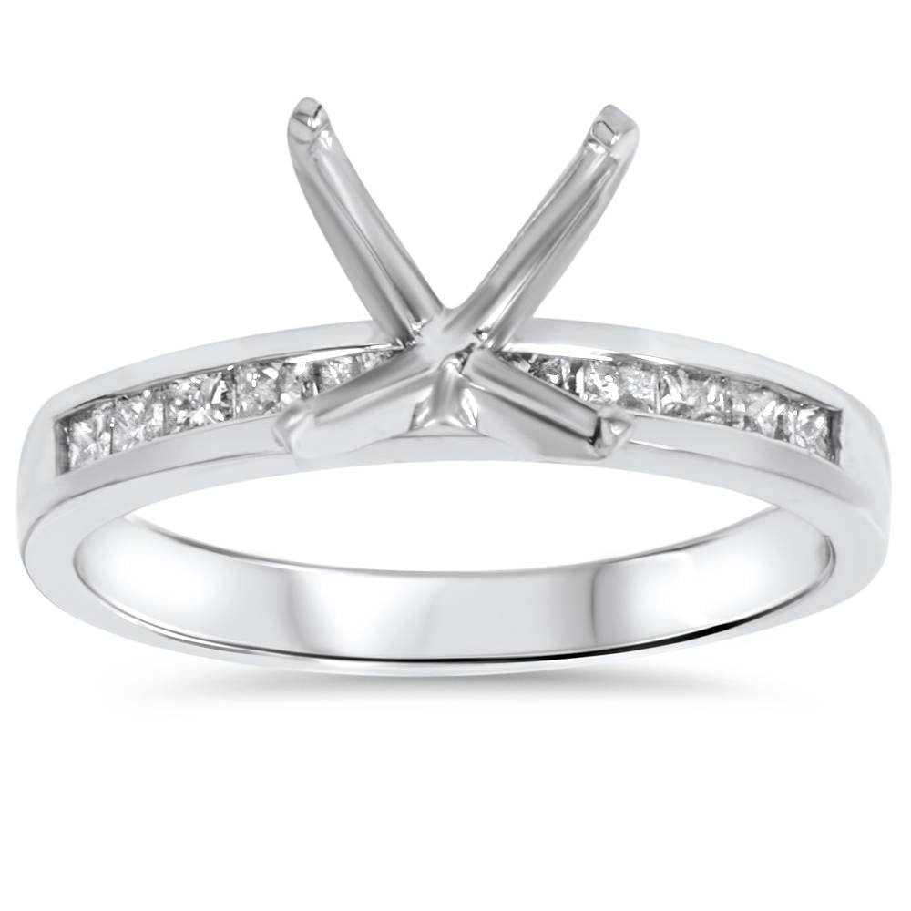 Pompeii 1/2ct Princess Cut Diamond Semi Mount Mountings Ring 14k White Gold (G/H,I1) - Walmart.com
