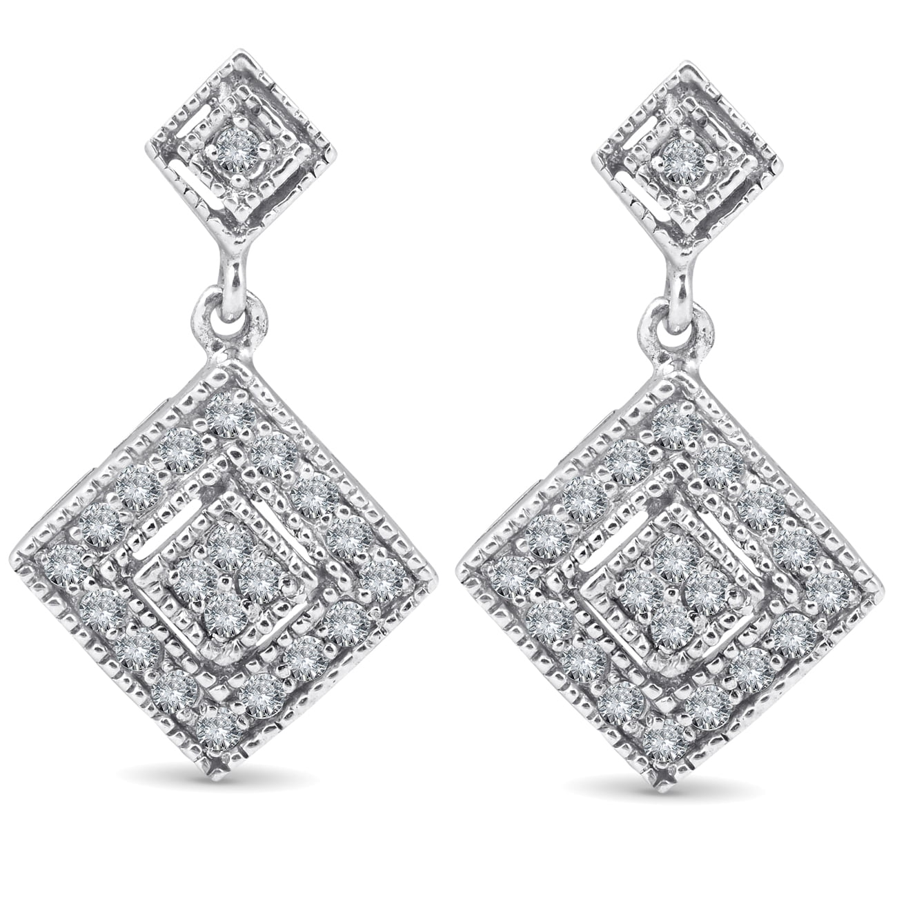 Pompeii3 10K White Gold 1/2ct Princess Cut Diamond Drop Earrings for ...