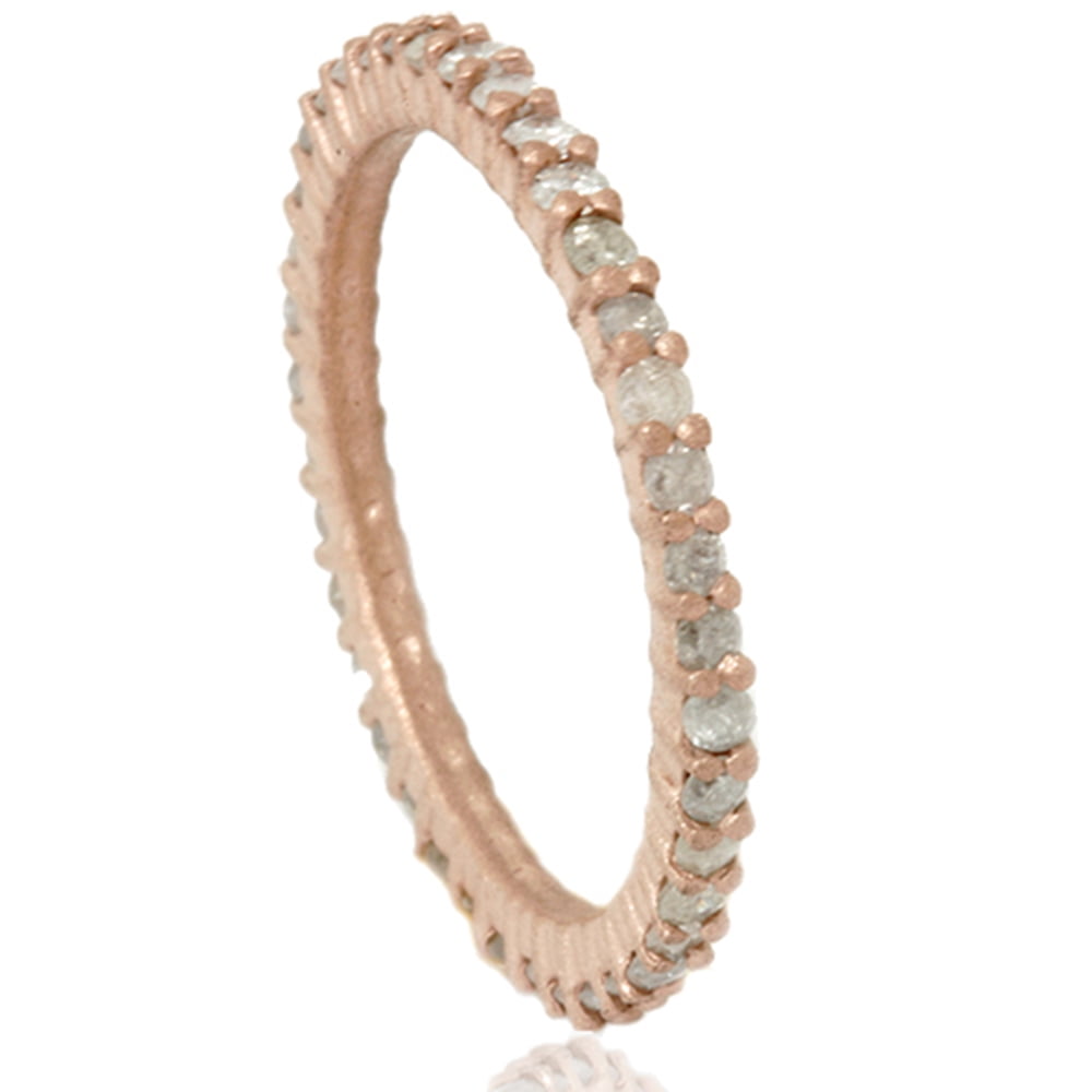 Pompeii 1/2ct Raw White Diamond Prong Set Eternity Ring 14K Rose Gold ...
