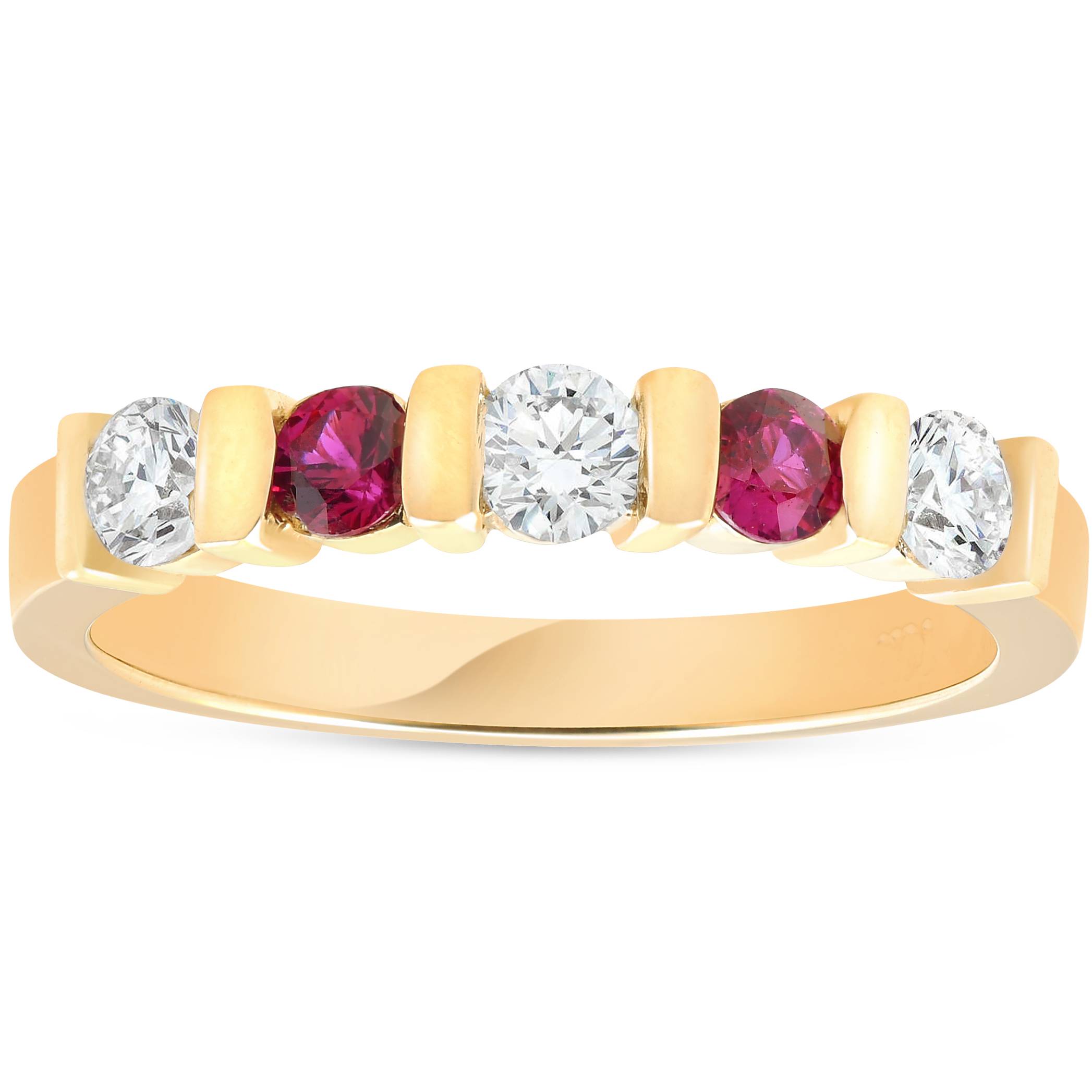 Pompeii 1/2ct Ruby & Diamond Wedding Anniversary 14K Yellow Gold Ring ...