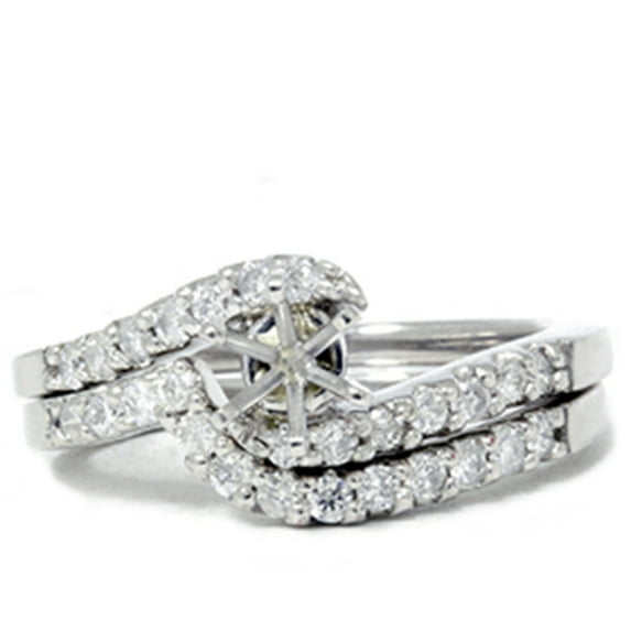 Pompeii 1/2ct Semi Mount Engagement Curve Wedding Ring Set 14K (G/H,I1 ...