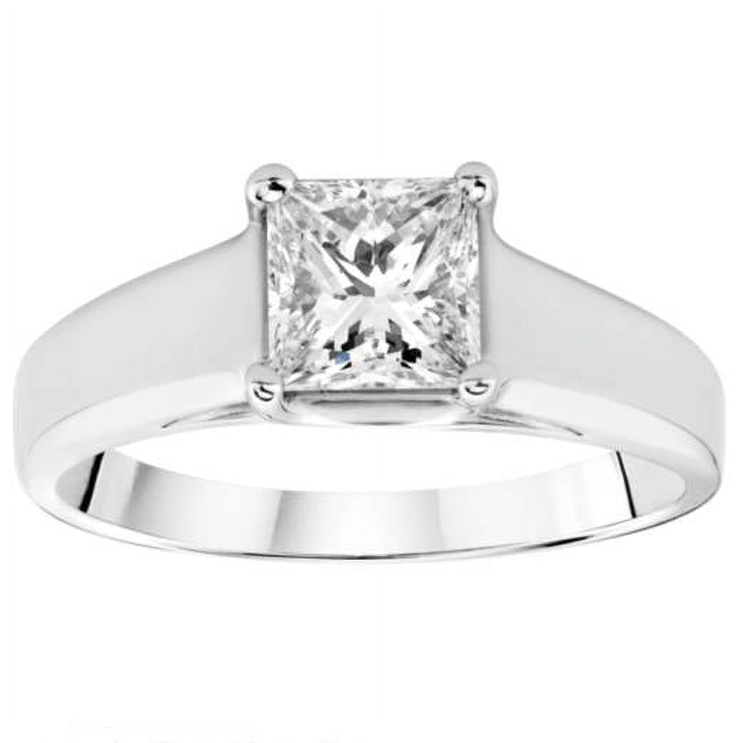 Pompeii 1/2ct Solitaire Princess Cut Diamond Engagement Ring 14K White Gold (G/H,I2-I3 ...