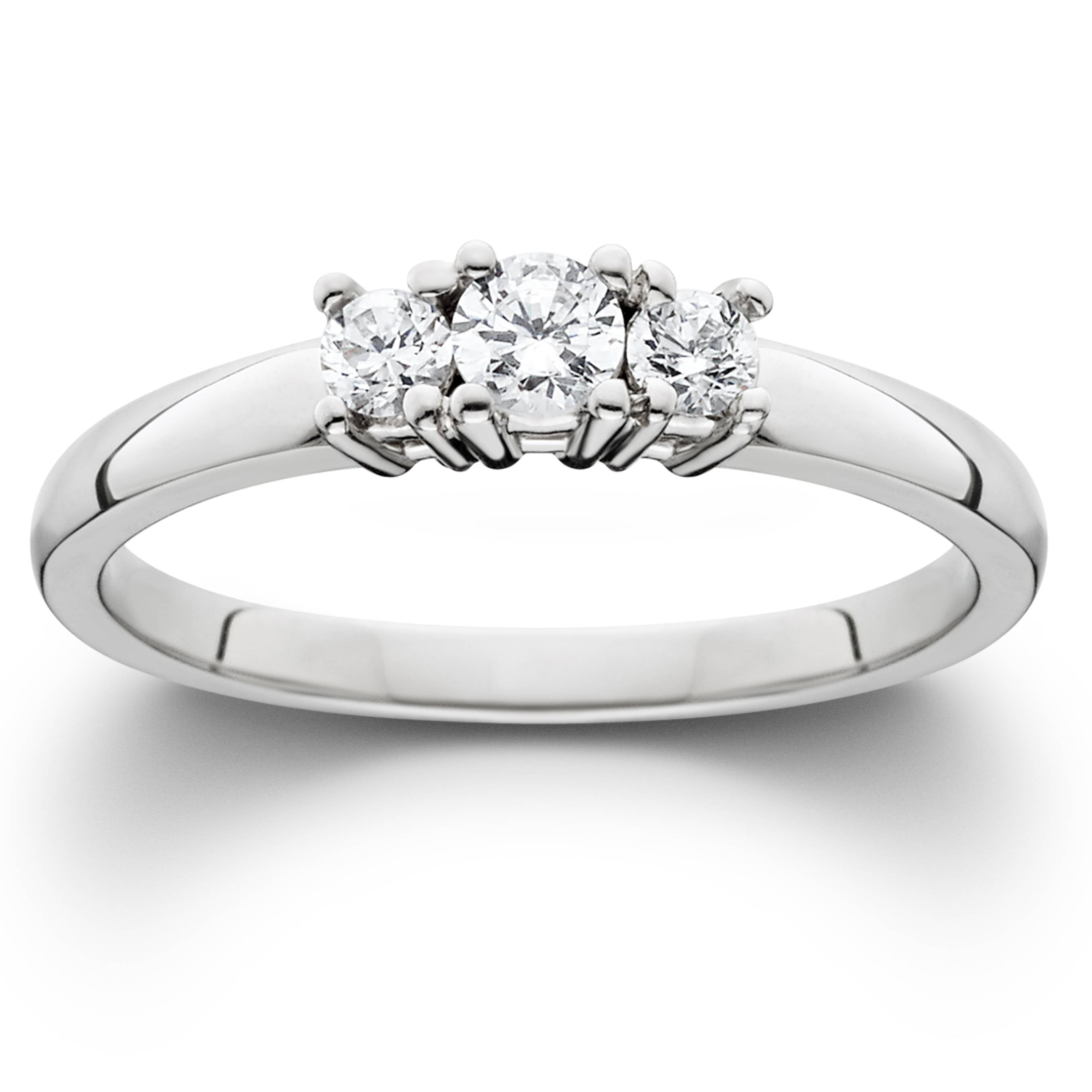 Pompeii 1/2ct Three Stone Diamond Ring 14K White Gold (H-I,SI) - Walmart.com