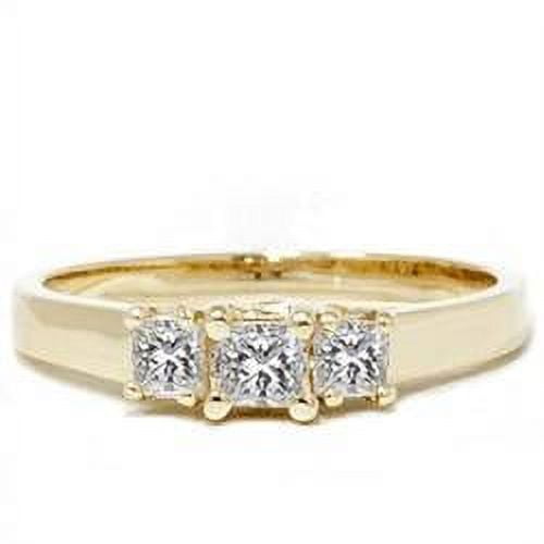 Pompeii3 Engagement Jewelry: 1/2ct Three Stone Princess Cut Diamond Ring in 14k Gold (H,I1 ...