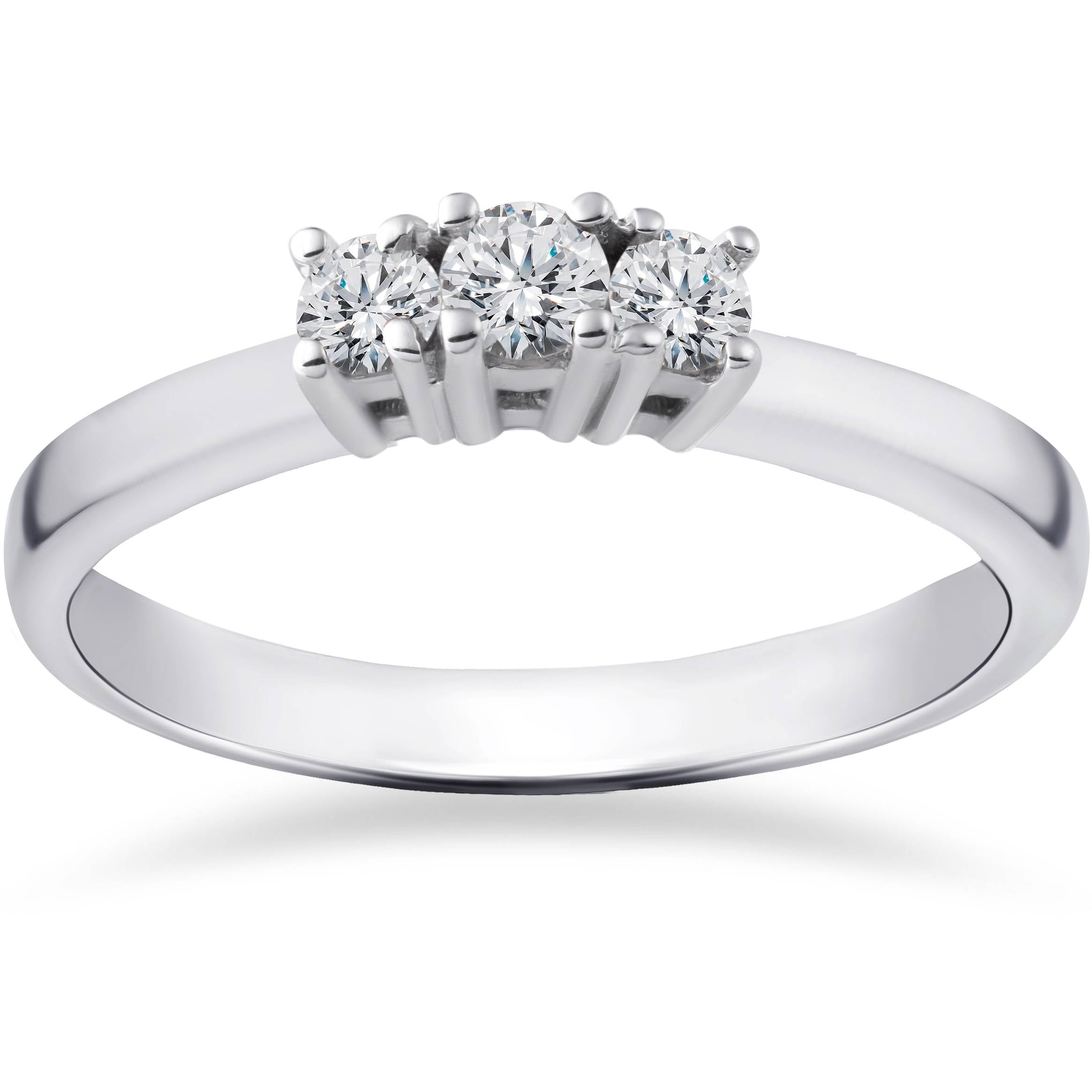 Pompeii 1/2ct Three Stone Lab Created Diamond Engagement Ring 14K White Gold - Walmart.com