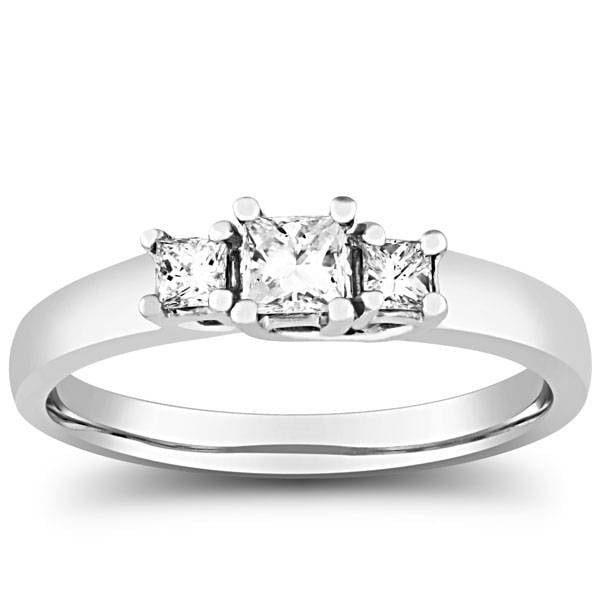 Pompeii 1/2ct Three Stone Princess Cut Diamond Ring 14K White Gold (H/I,I1) - Walmart.com