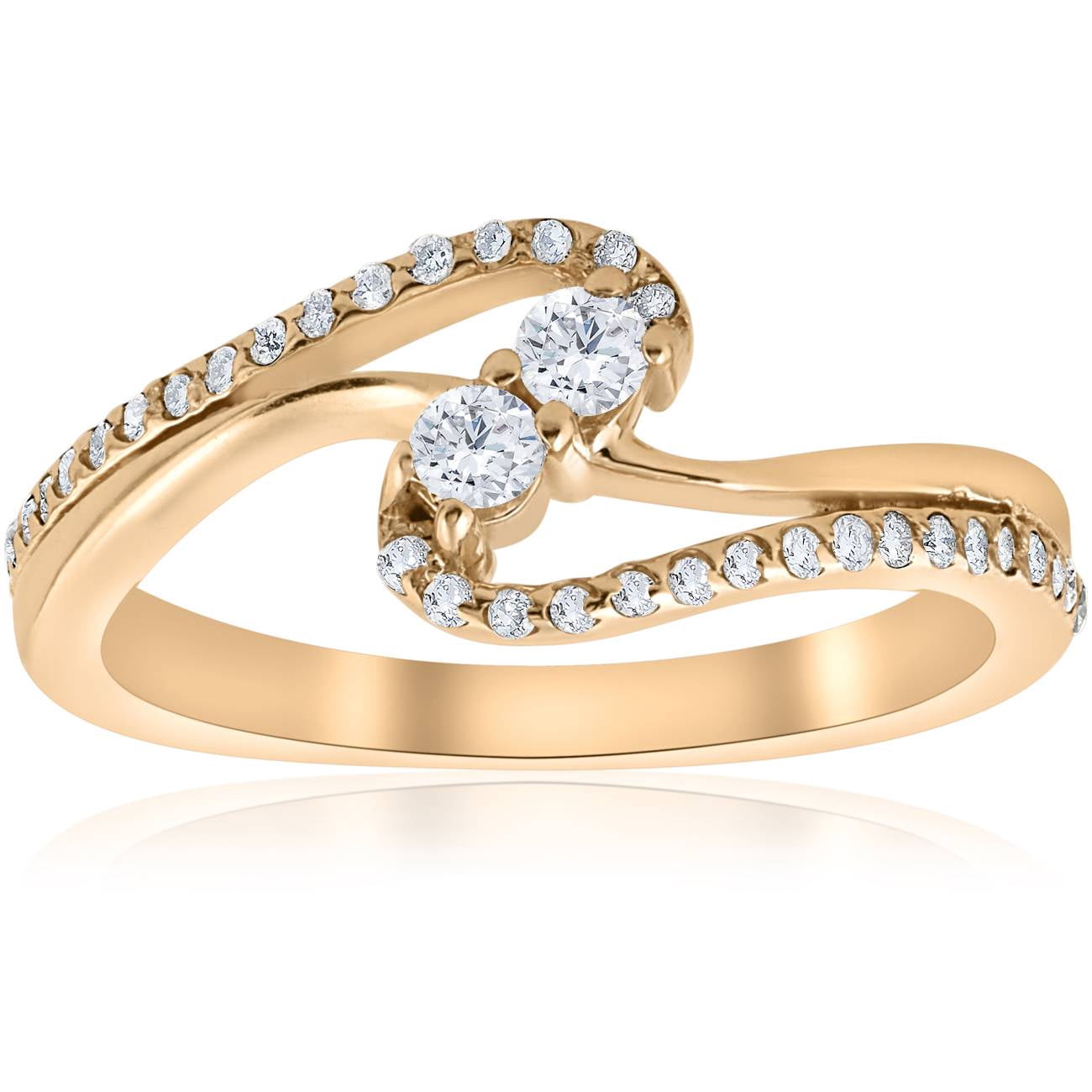 Pompeii 1/2ct Two Stone Diamond Forever Us Engagement Ring 10k Yellow ...