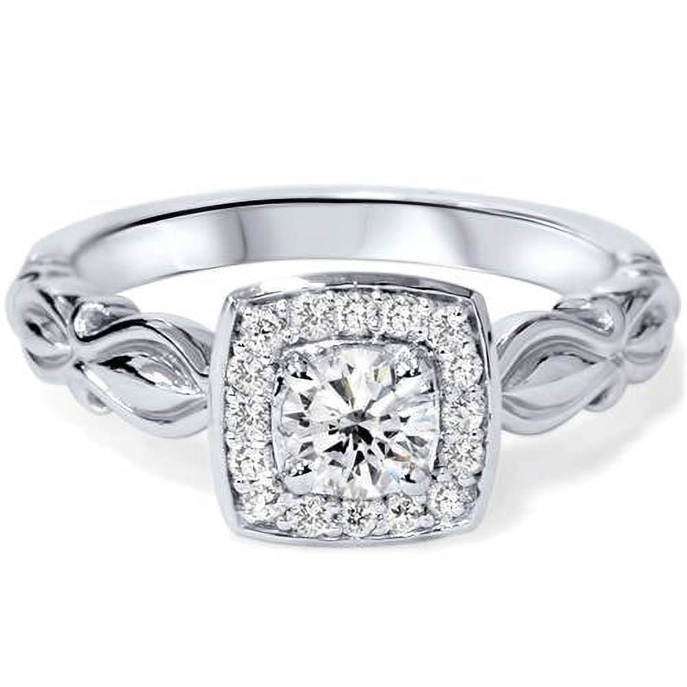 Pompeii 1/2ct Vintage Cushion Halo Diamond Engagement Ring 14K White Gold (G/H,I1) - Walmart.com