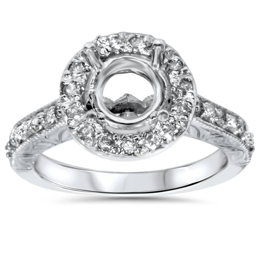 Pompeii 1/2ct Vintage Halo Diamond Ring Setting 14K White Gold (G/H,I1 ...