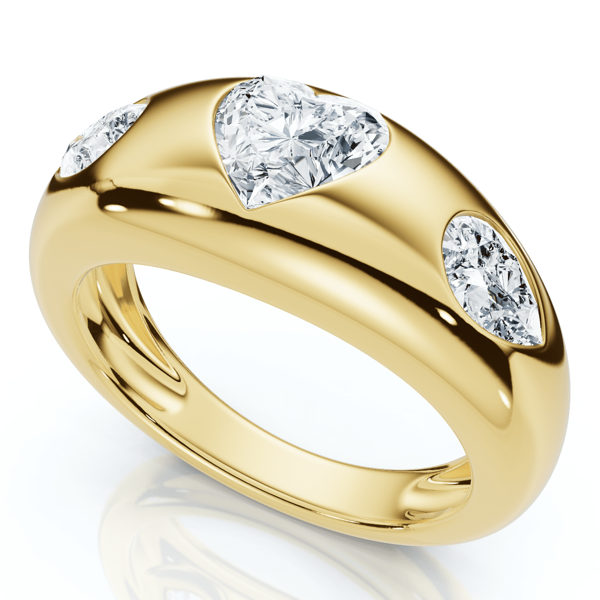 Pompeii 1 3/10Ct Sloan Heart Shape Flush Set Diamond Dome Band 14k Gold ...
