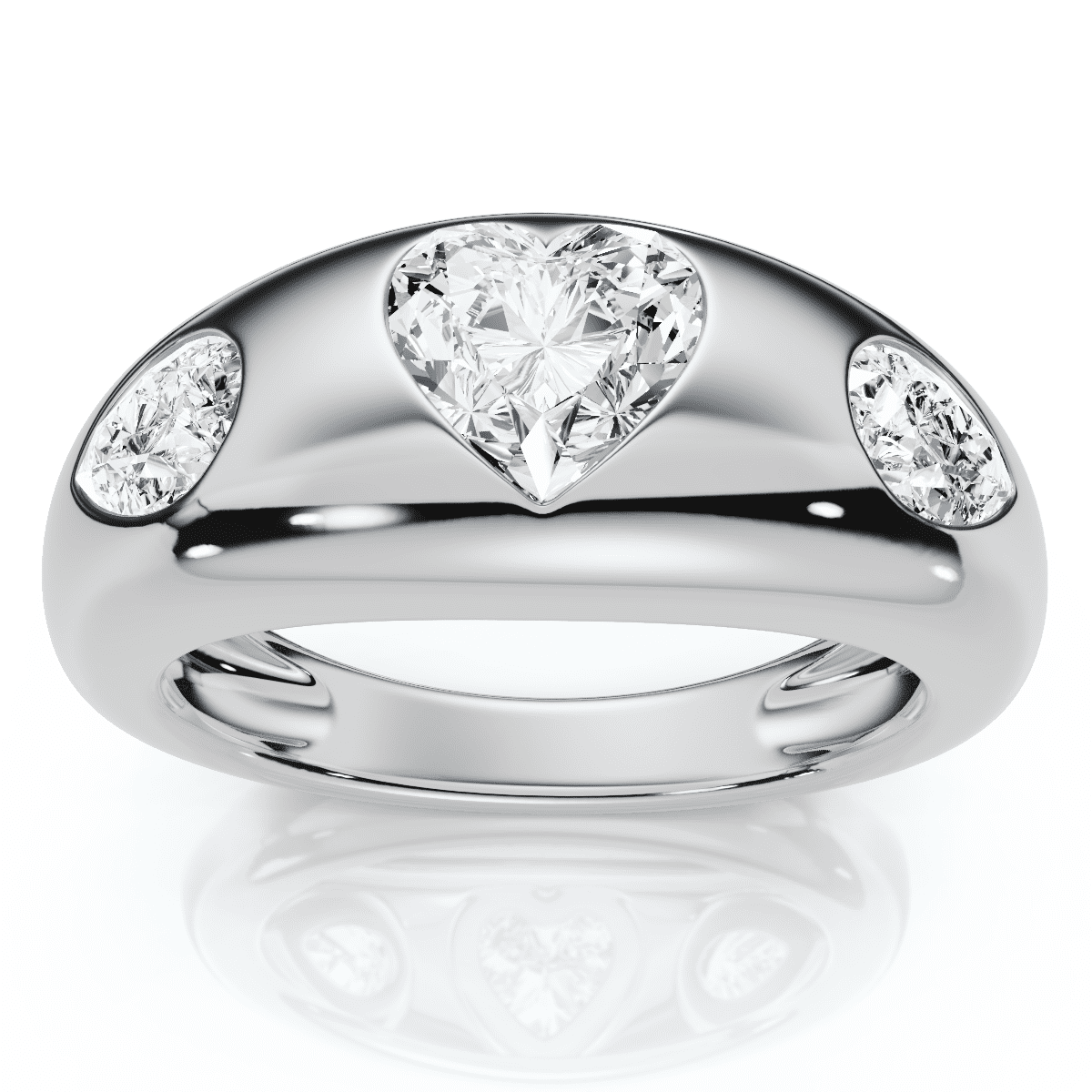 Pompeii 1 3/10Ct Sloan Heart Shape Flush Set Diamond Dome Band 14k Gold ...