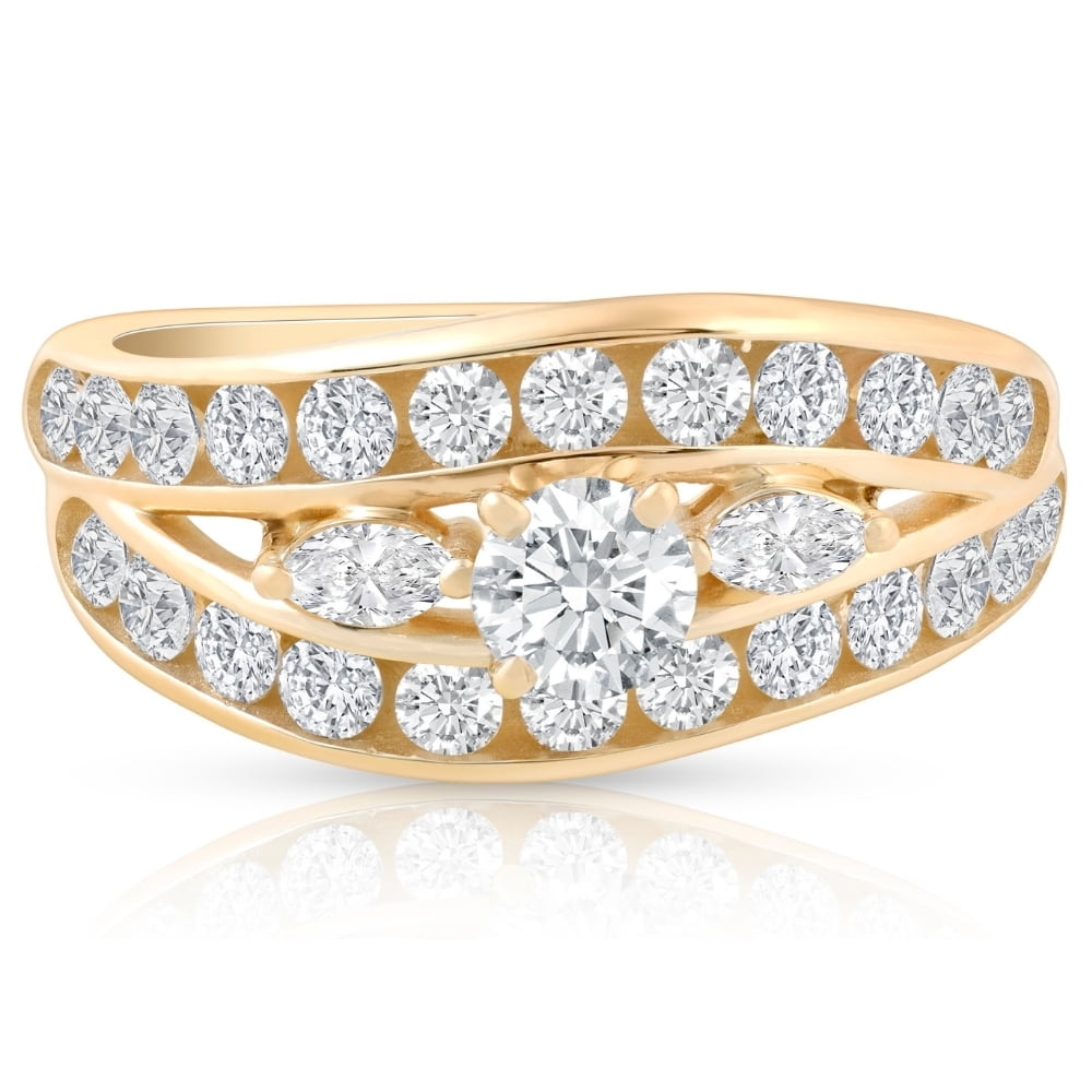 Pompeii 1 3/4 CT Diamond Contour Designer Engagement Ring 14k Yellow ...