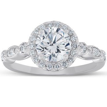 Pompeii 1 3/4 CT Double Halo Round Cut Diamond Engagement Ring 14k White Gold - Walmart.com