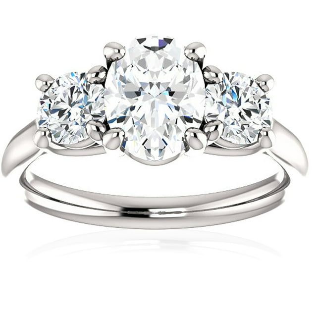 Pompeii 1 3/4 Ct Moissanite & Lab Grown Diamond 3 Stone Engagement Ring 10k White Gold - Walmart.com