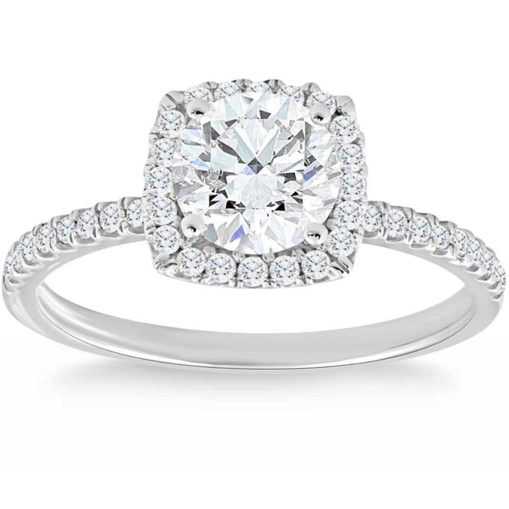 Pompeii 1 3/4 Ct TW Lab Grown Diamond Cushion Halo Engagement Ring in 14k White Gold - Walmart.com