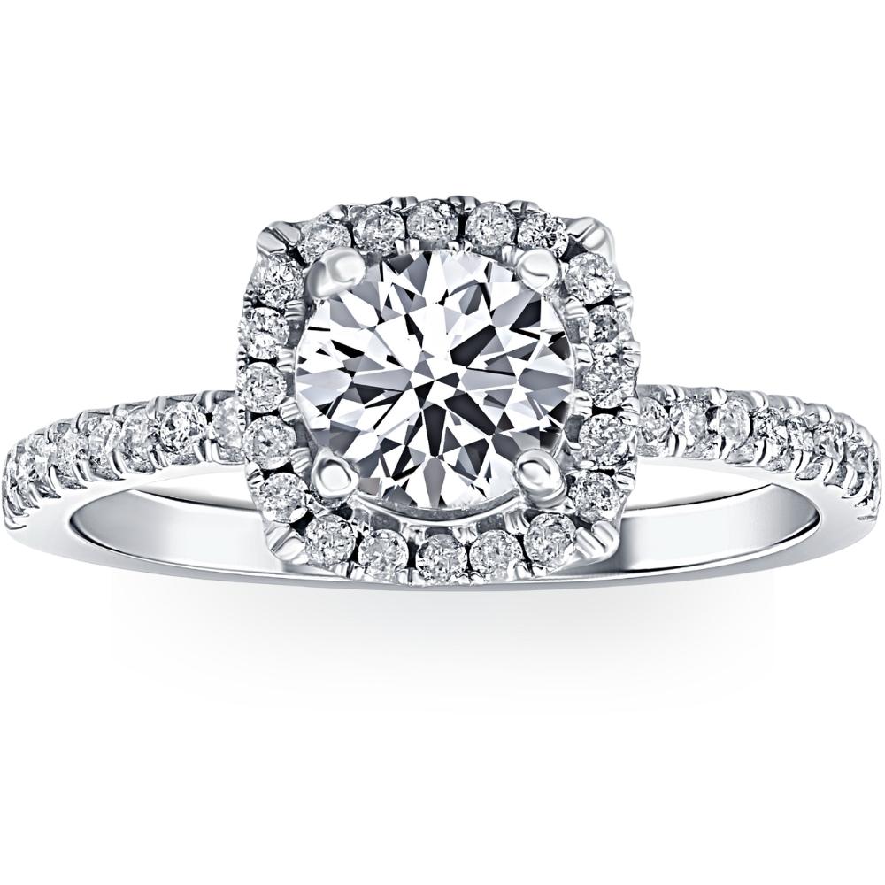 Pompeii 1 3/4 Ct TW Lab Grown Diamond Cushion Halo Engagement Ring in 14k White Gold - Walmart.com