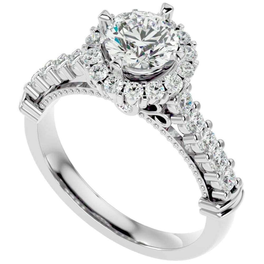 Pompeii 1 3/4Ct Halo Diamond Engagement Ring in White or Yellow Gold Lab Grown (FG,VS) - Walmart.com