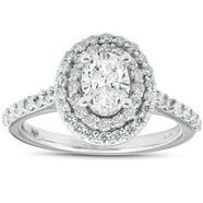 Pompeii 1 1/3 Ct Oval Diamond Vintage Halo Engagement Ring 14k White Gold Lab Grown - Walmart.com