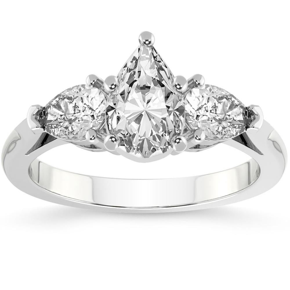 Pompeii 1 3/4Ct Pear Shape Lab Grown Diamond Engagement Ring White ...