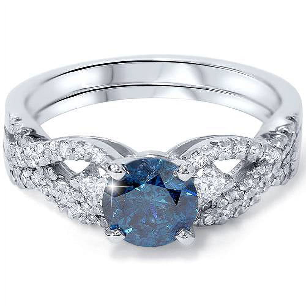 Pompeii 1 3/4ct Blue & White Diamond Infinity Engagement Ring Set 14K ...