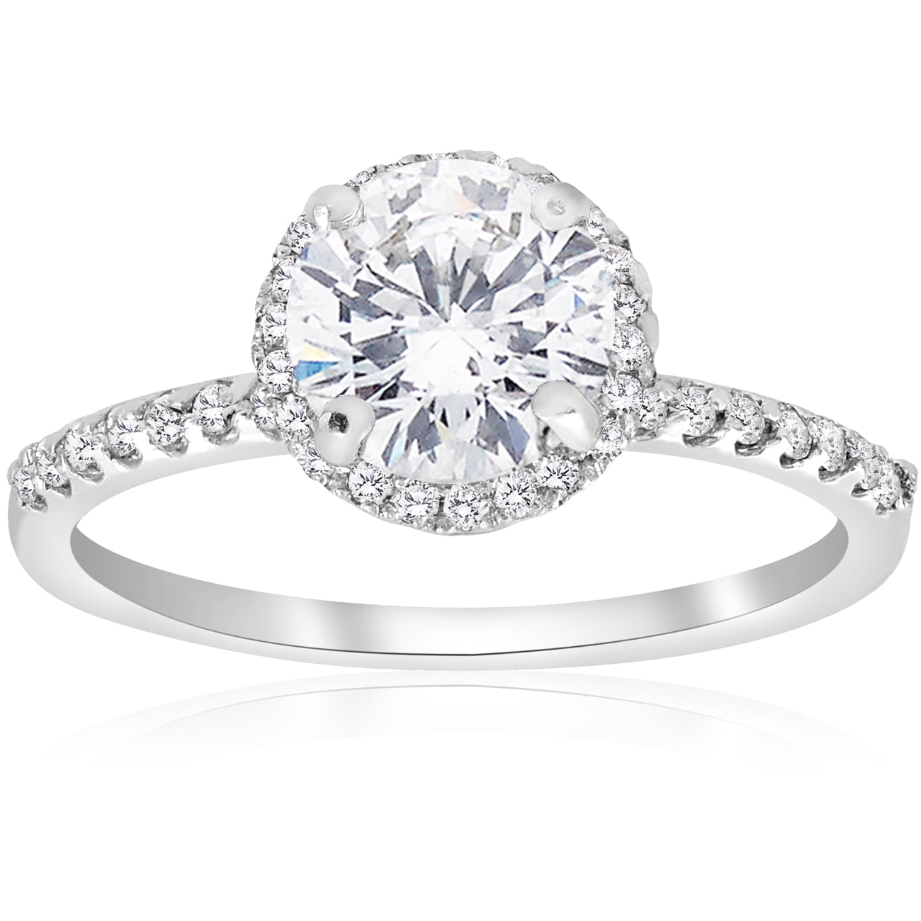 Pompeii 1 3/4ct Halo Diamond (1.50ct center) Engagement Ring Lab Grown White Gold - Walmart.com
