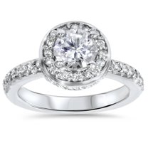 Pompeii 1 5/8 Ct Oval Diamond Engagement Halo Ring & Matching Band 14k White Gold - Walmart.com