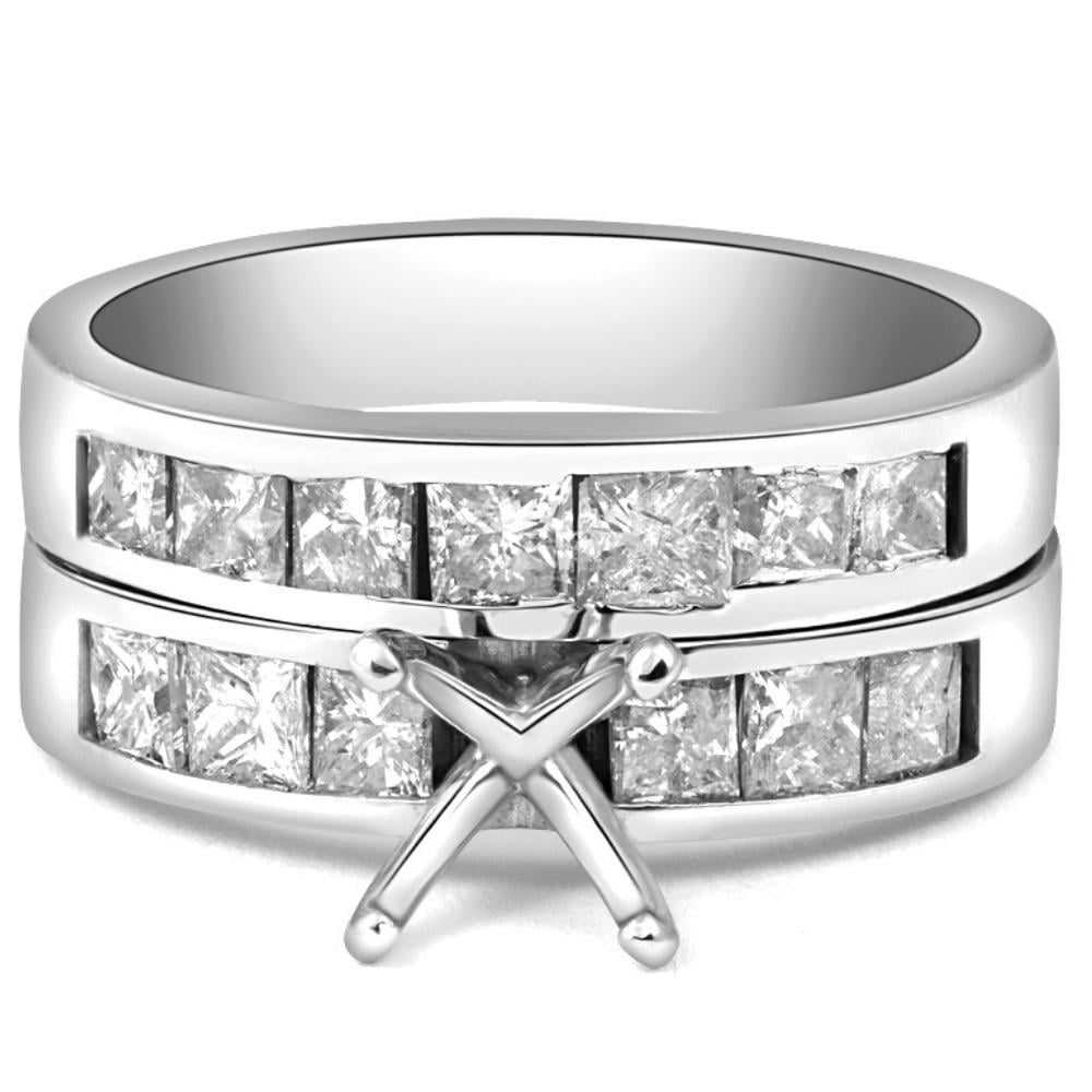 Pompeii 1 3/4ct Princess Cut Diamond Engagement Ring Setting 14K (G/H ...