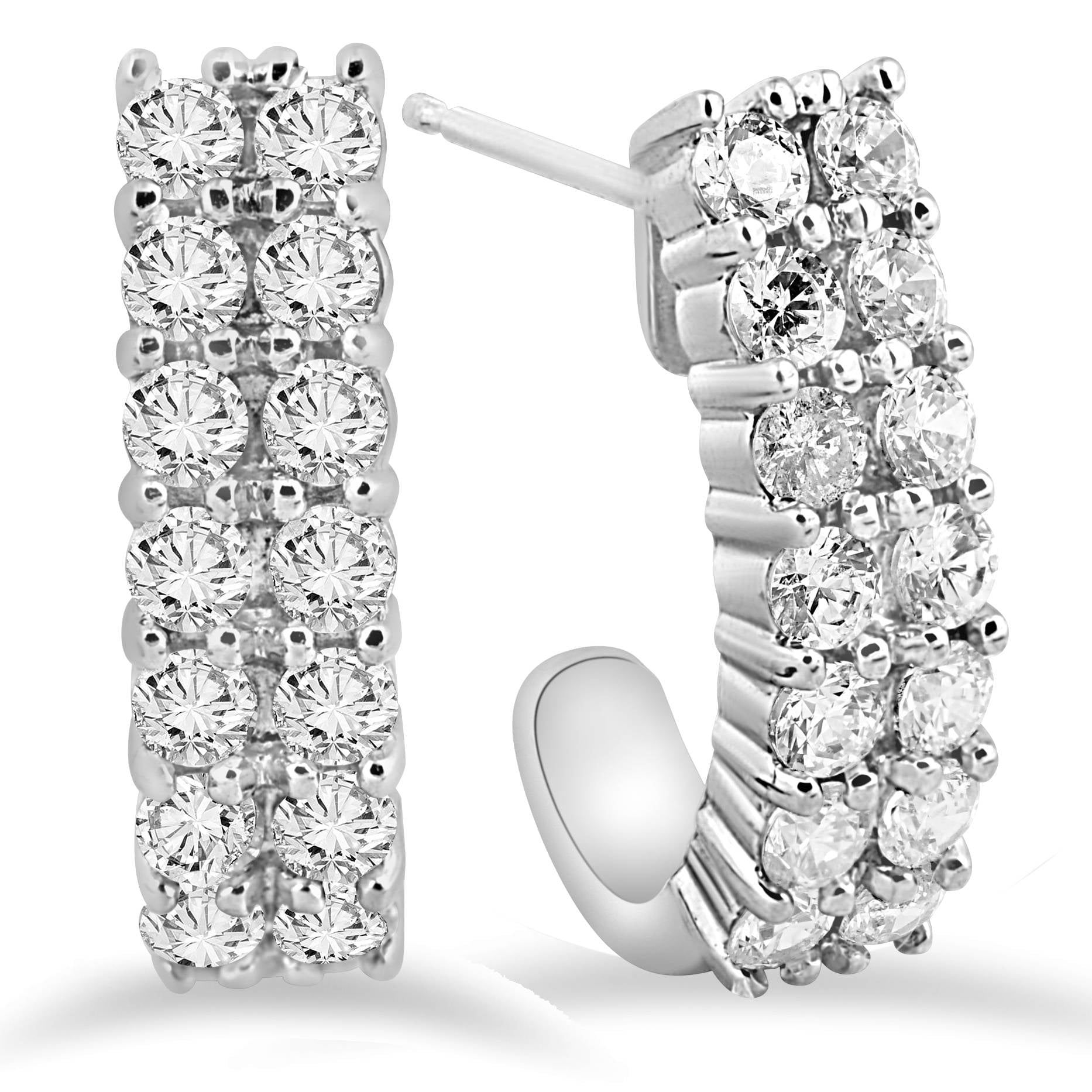 Pompeii 1 3/8 CT Natural Diamond Hoops White Gold 3/4" Tall (H-I,I2 ...
