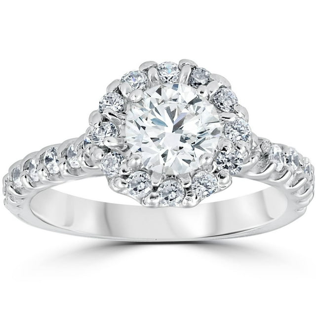 Pompeii 1 3/8ct Halo Diamond Engagement Ring 14K White Gold (G/H,I1) - Walmart.com